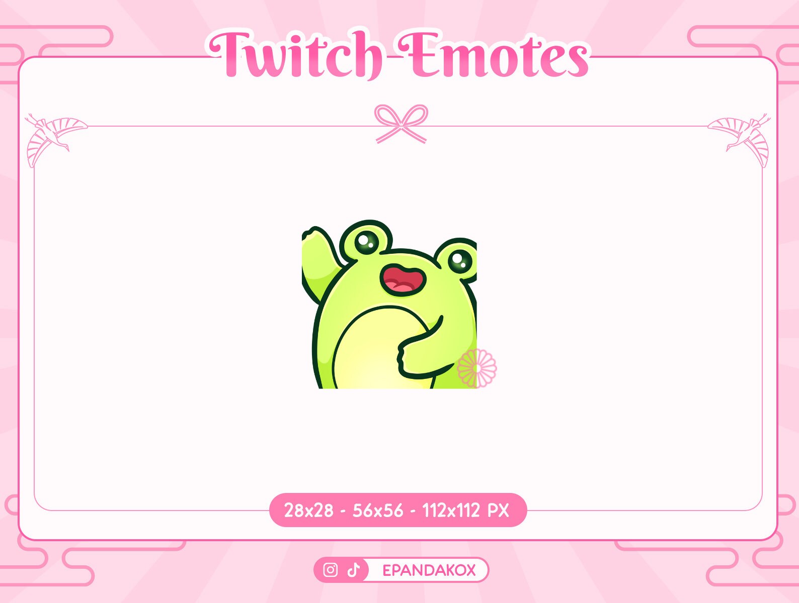 Cute Frog Hi Emote Twitch, Frog Emotes,frog Expression Emotes, Kawaii ...