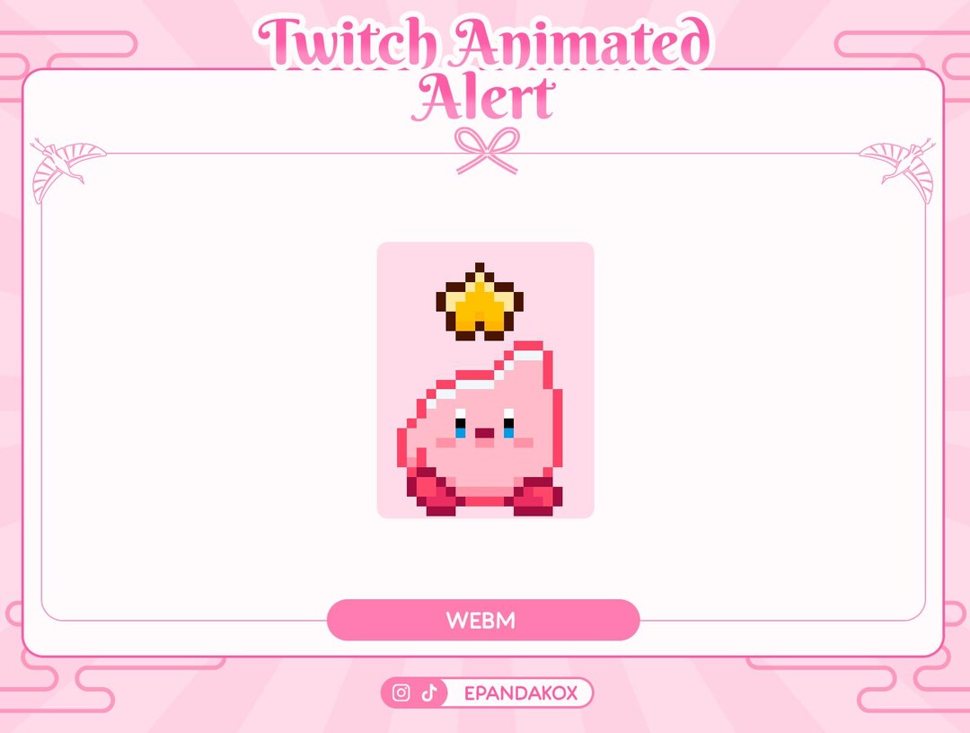 Pixel Kirby Animated Twitch Bits Alert, Cute Pet Bit Stream Overlay ...