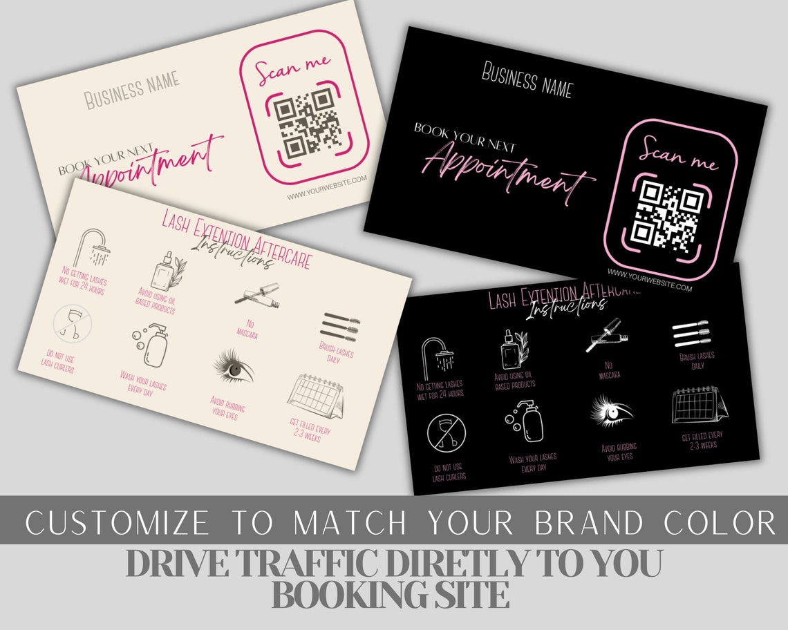 2023 QR Code Lash After Care Card QR Code to Booking Site - Etsy