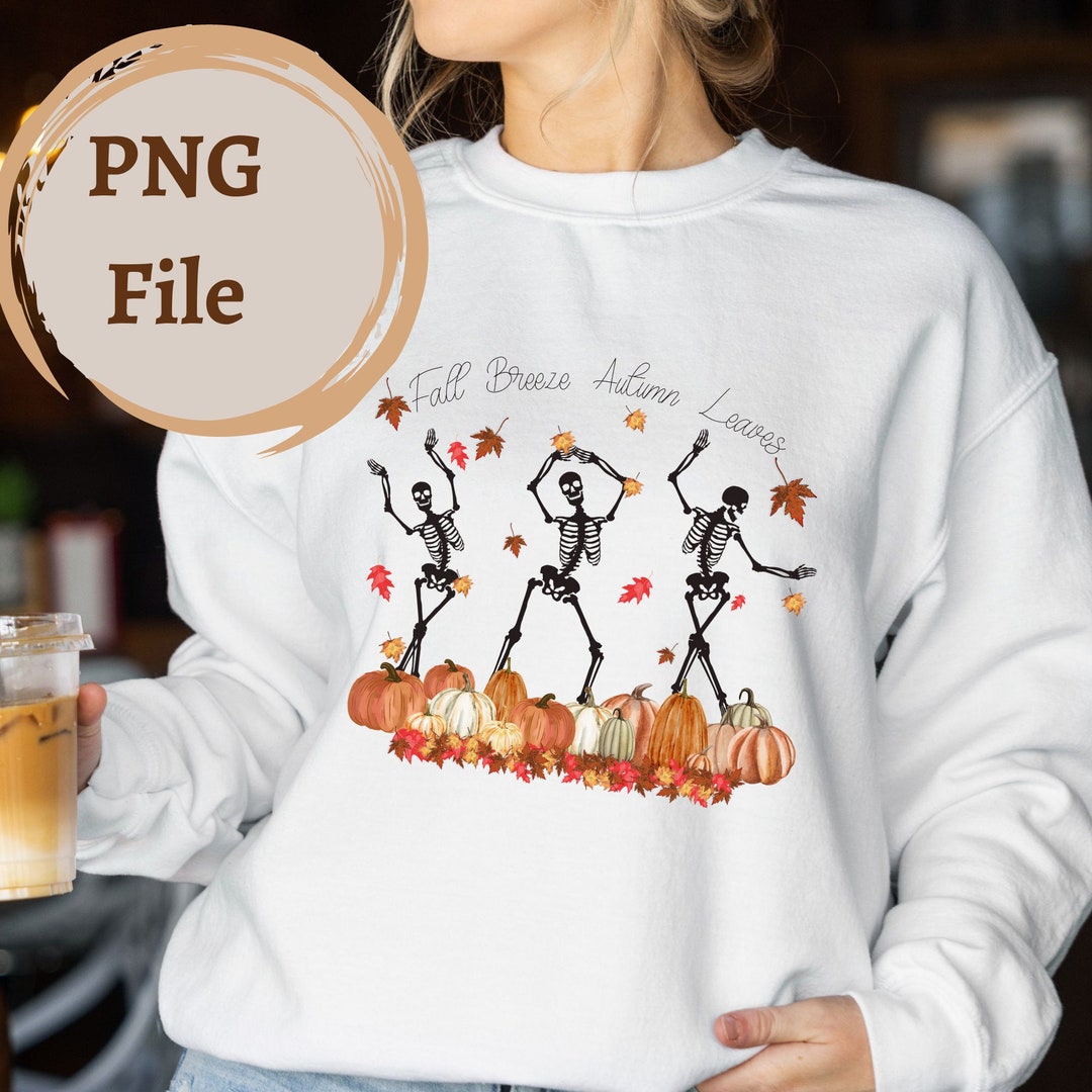 Dancing Skeleton Fall PNG Halloween Png Autumn Leaves Happy Fall Ya’ll ...