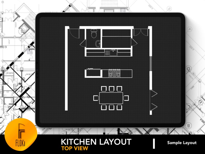 Architectural Kitchen Layout for Procreate | Kitchen Design 42 ...