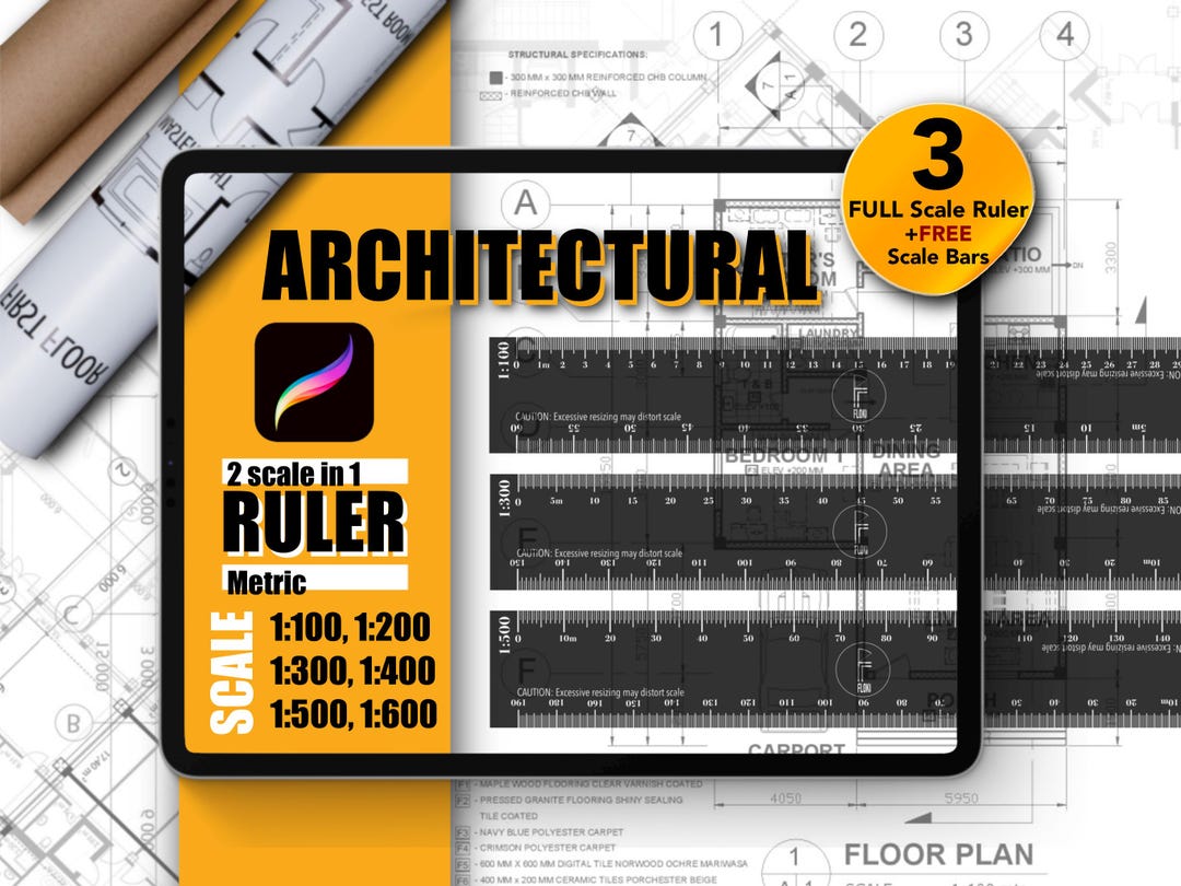 Procreate Architectural Rulers | 2-in-1 Metric Scale Rulers | 3 ...