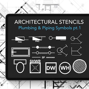 54 Architectural Stencils for Procreate | Plumbing & Piping Symbols for ...