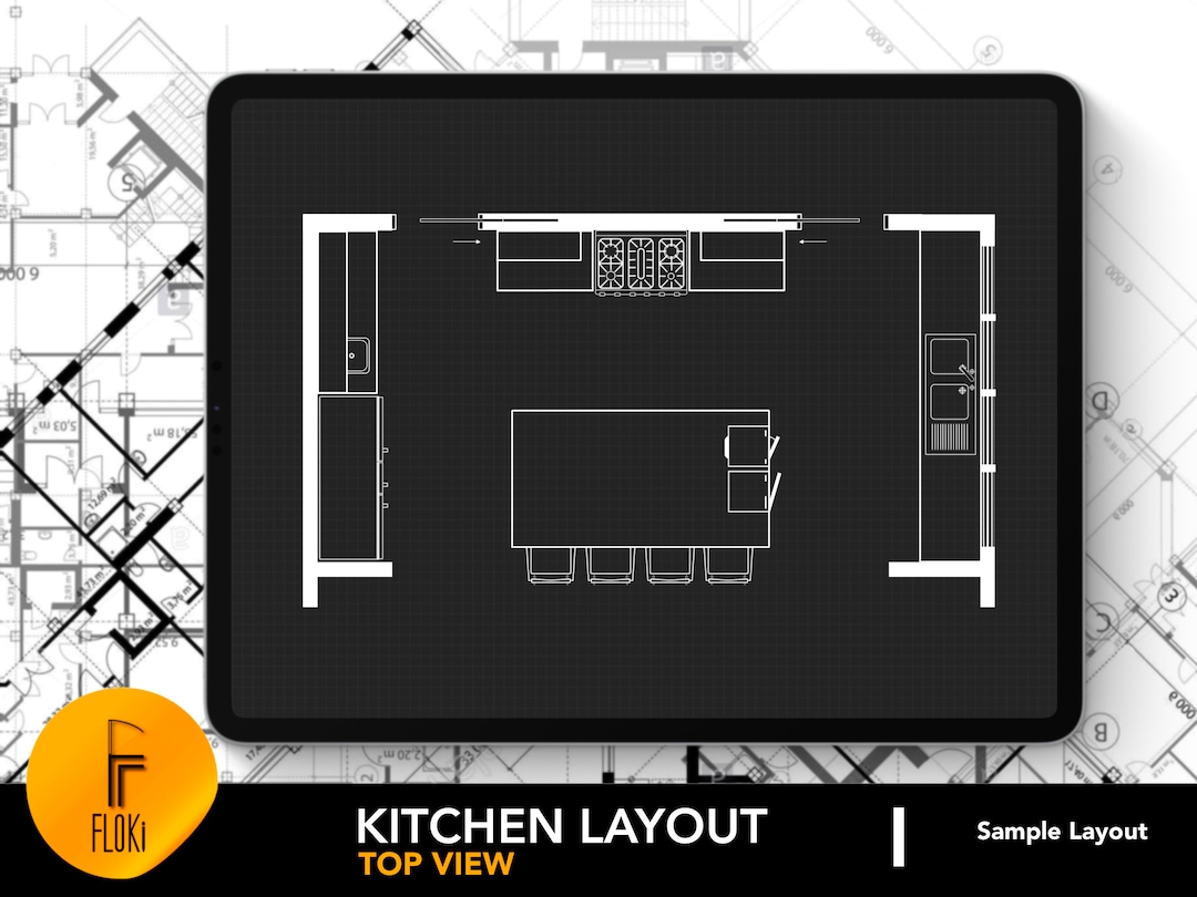 Architectural Kitchen Layout for Procreate | Kitchen Design 18 ...