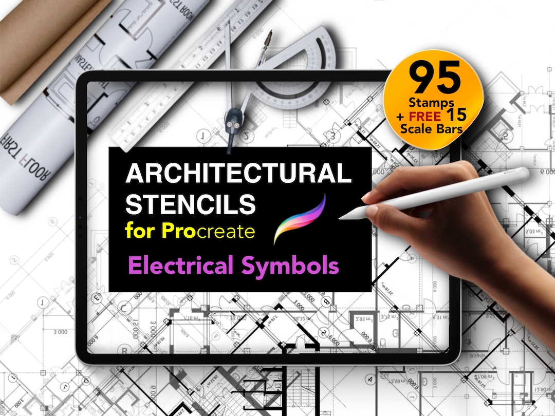 95 Architectural Stencils for Procreate | Electrical Symbols for Floor ...