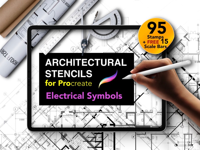 95 Architectural Stencils for Procreate | Electrical Symbols for Floor ...