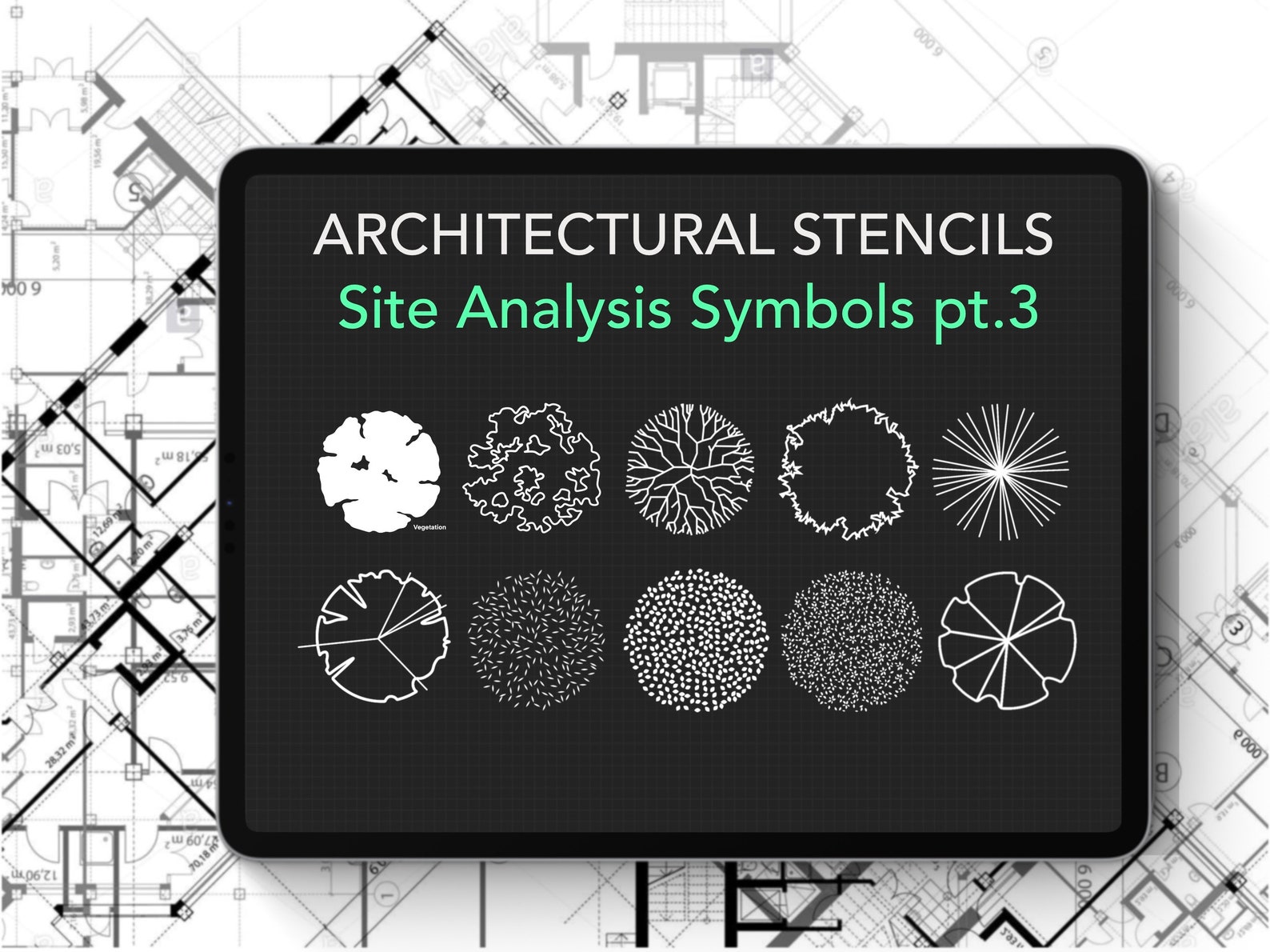 70 Architectural Stencils for Procreate | Site Analysis Symbols for ...