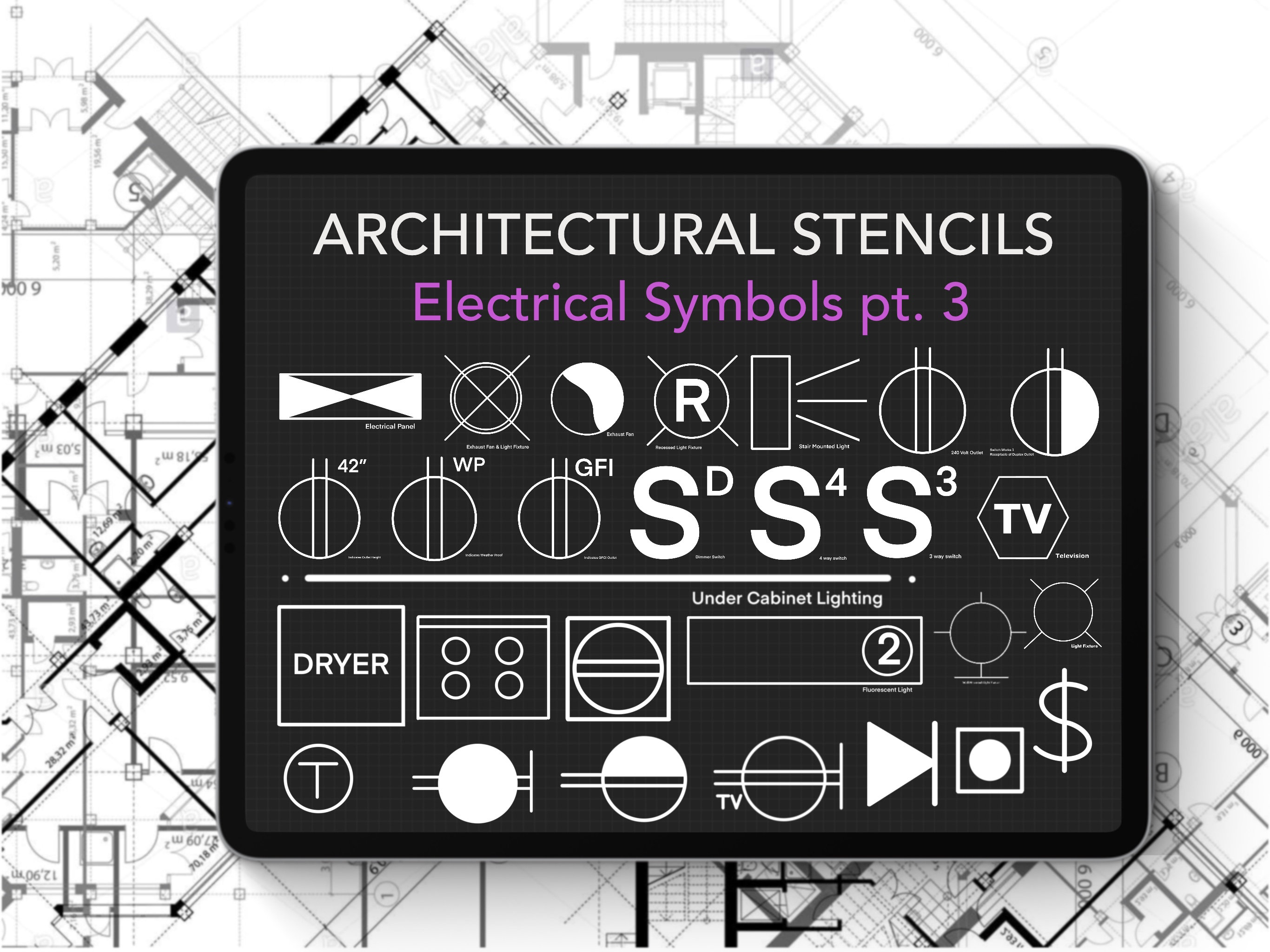 95 Architectural Stencils for Procreate | Electrical Symbols for Floor ...