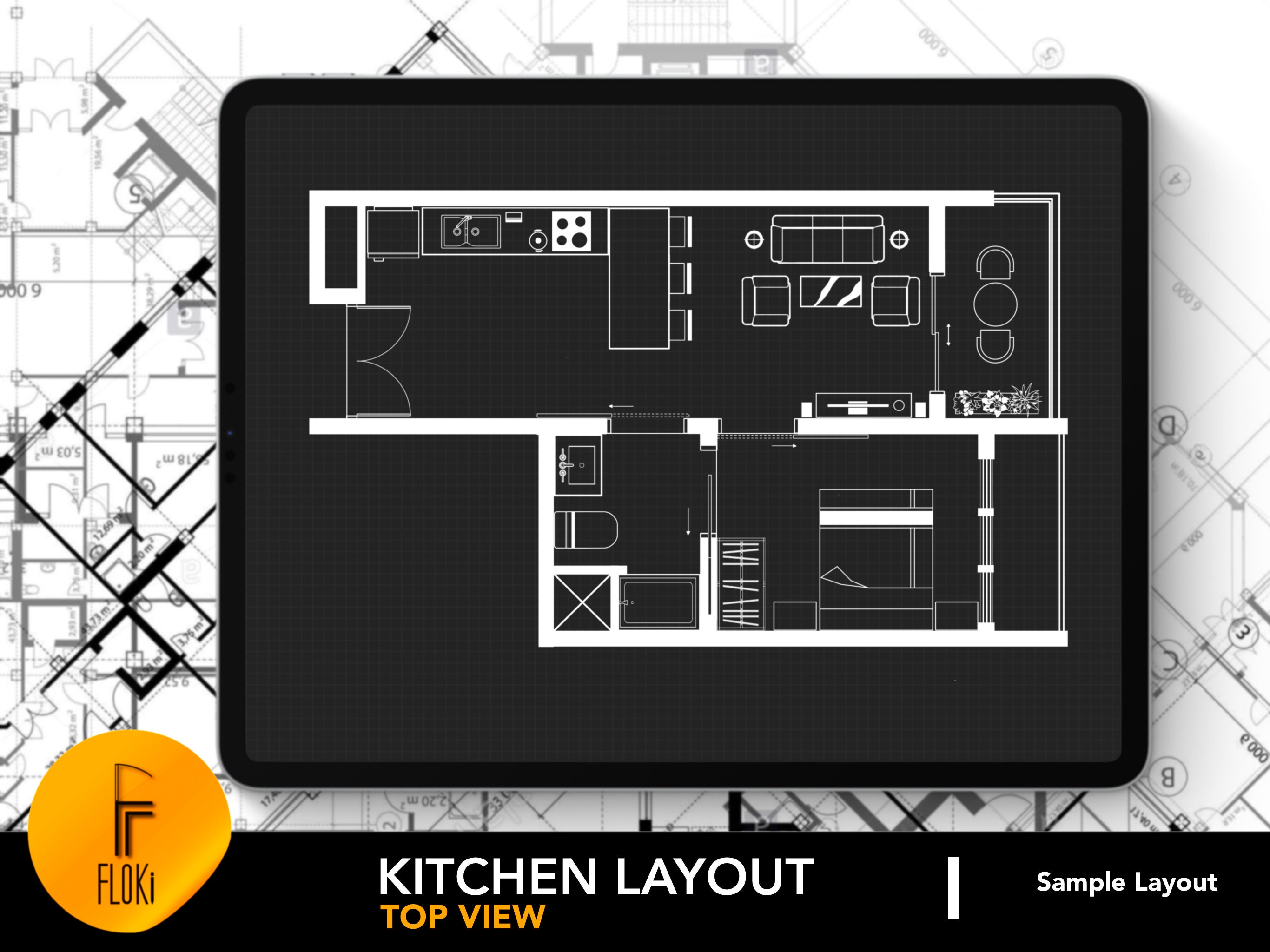 Architectural Kitchen Layout for Procreate | Kitchen Design 37 ...
