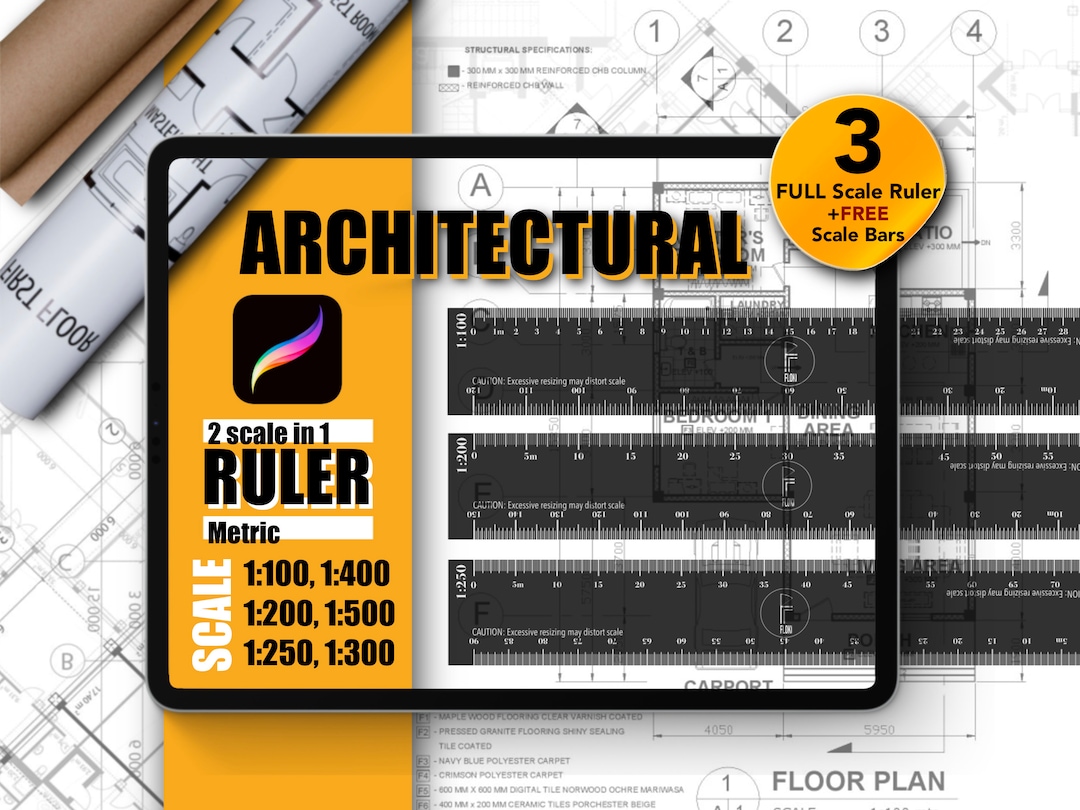 Procreate Architectural Rulers | 2-in-1 Metric Scale Rulers | 3 ...