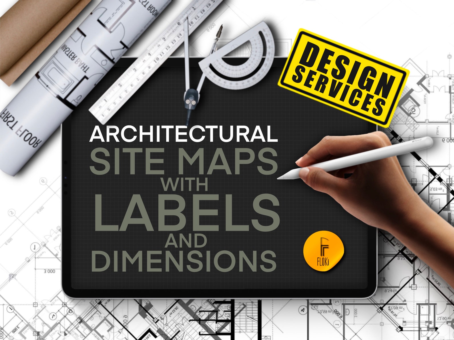 Custom-made Architectural Site Map With Labels & Dimension ...