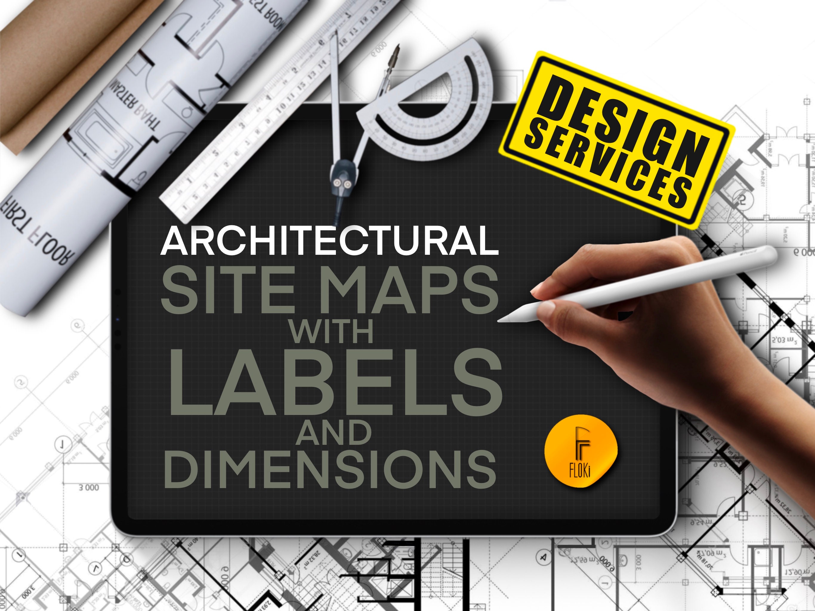 Custom-made Architectural Site Map With Labels & Dimension ...