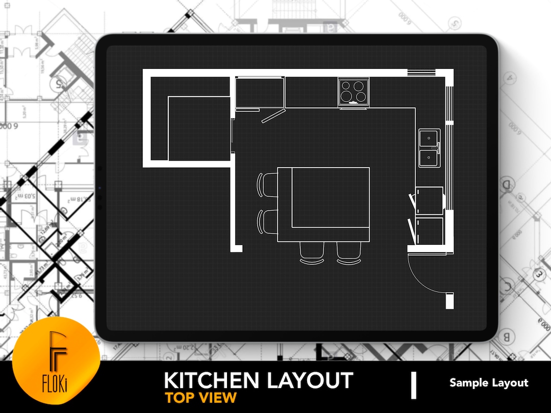 Architectural Kitchen Layout for Procreate | Kitchen Design 16 ...