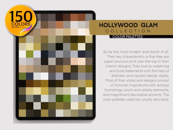 Hollywood Glam Color Palettes for Procreate 150 Colors for | Etsy