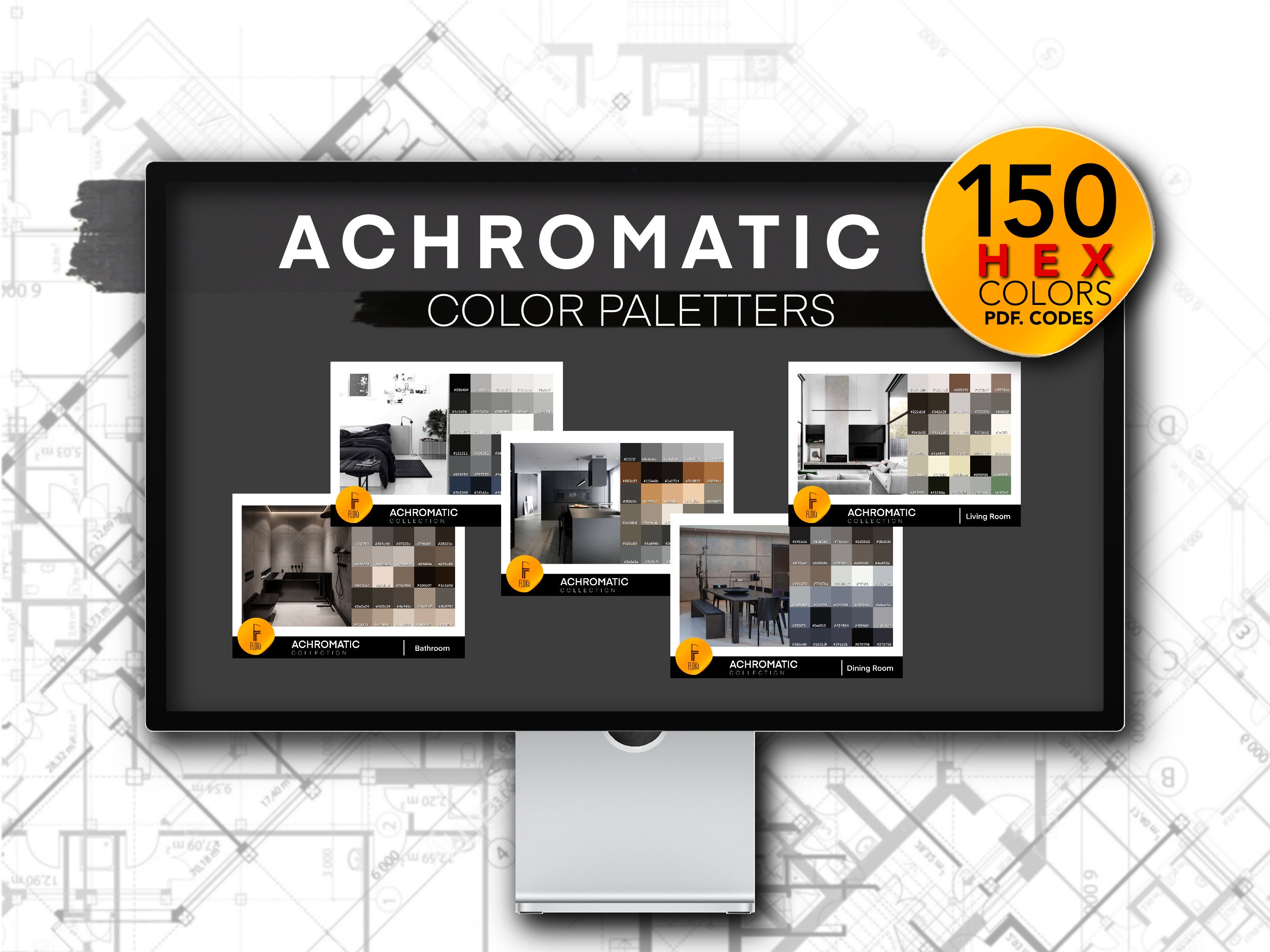 Color Palette HEX Codes 150 Colors - Achromatic Collection, HEX Codes ...