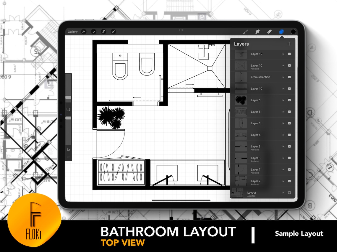 Architectural Bathroom Layout for Procreate Bathroom Design 36 Bathroom ...