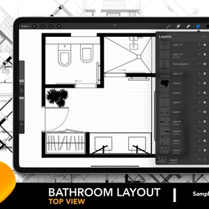 Architectural Bathroom Layout for Procreate | Bathroom Design 36 ...