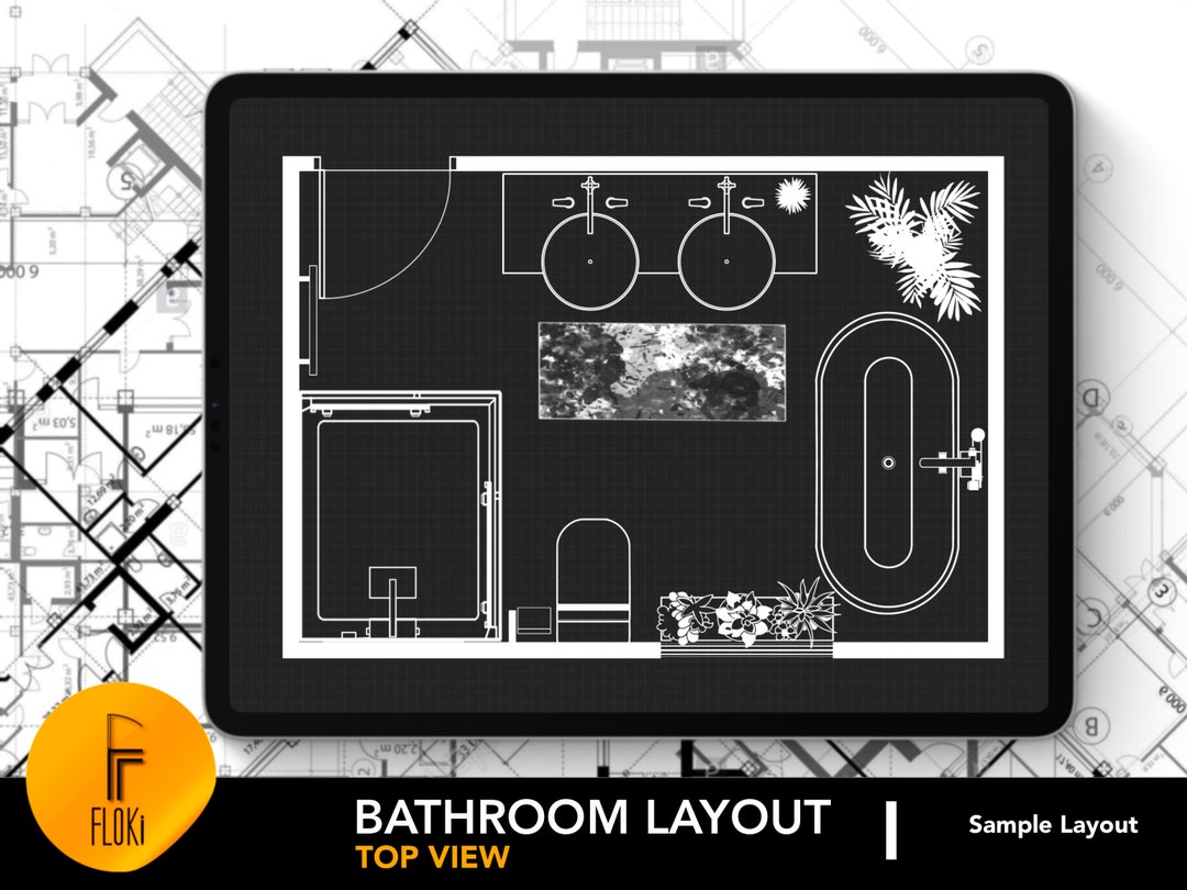 Architectural Bathroom Layout for Procreate | Bathroom Design 57 ...