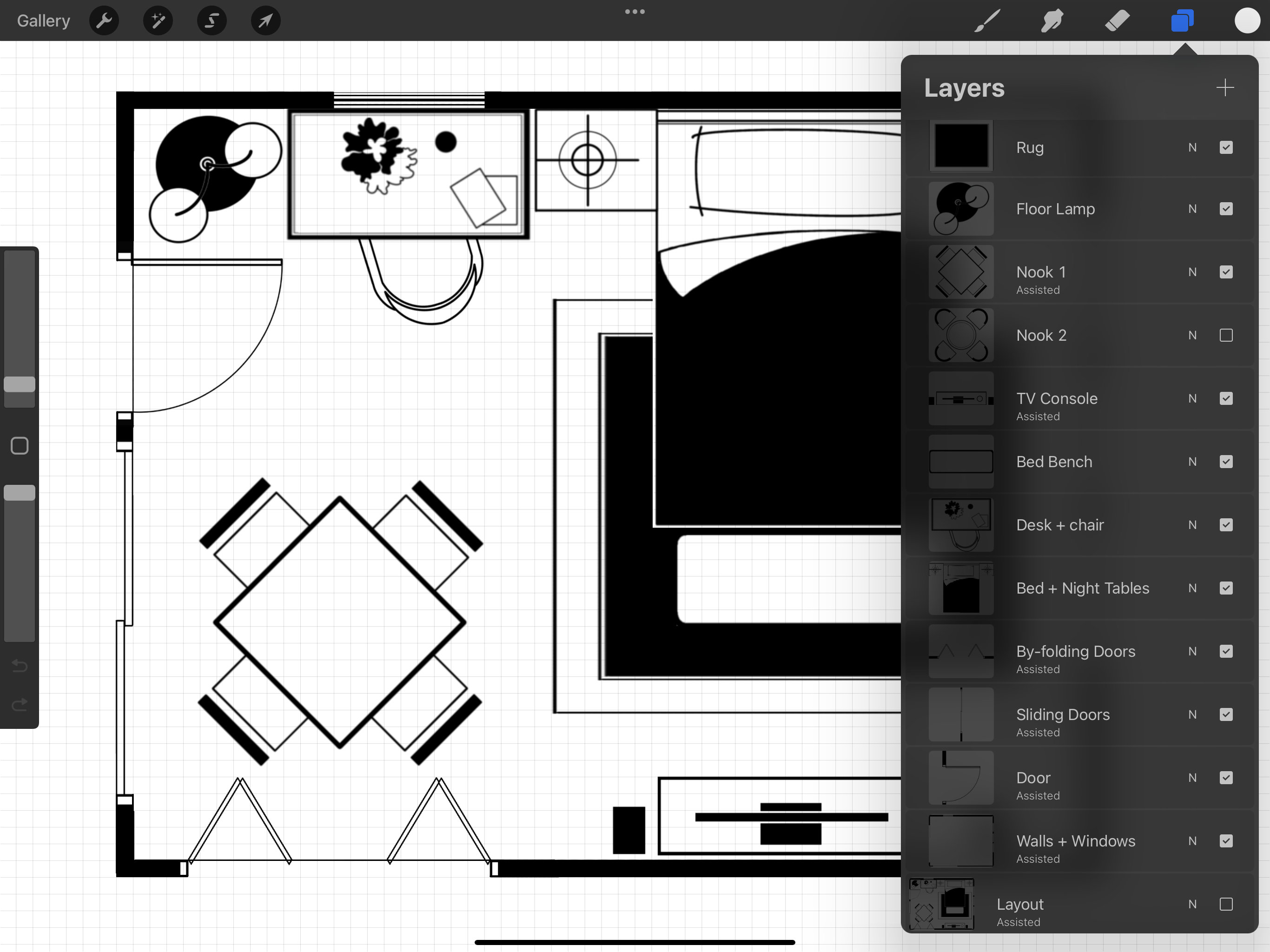 Architectural Bedroom Layout for Procreate | Bedroom Design 31 ...