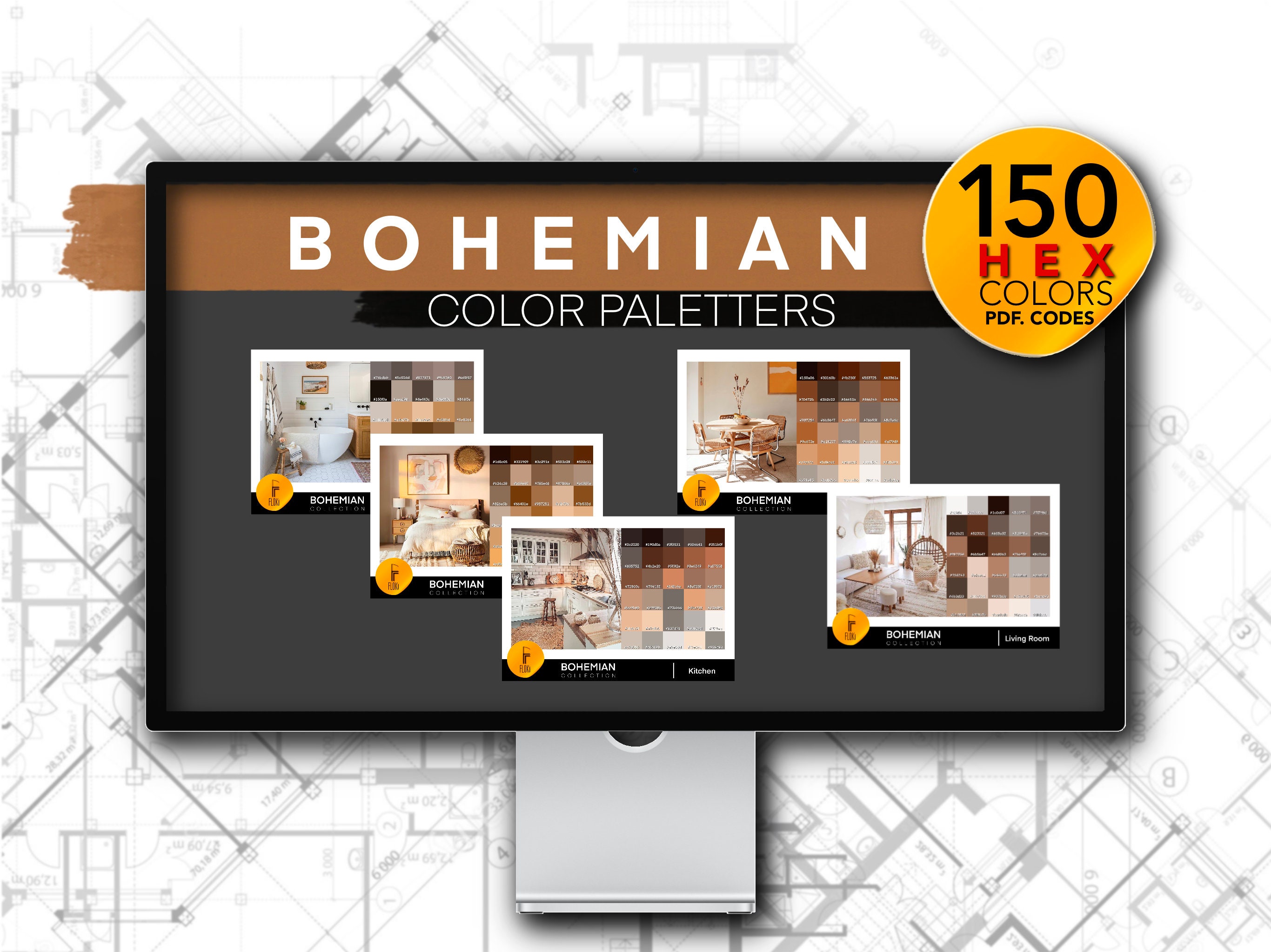 Color Palette HEX Codes 150 Colors - Bohemian Collection, HEX Codes for ...