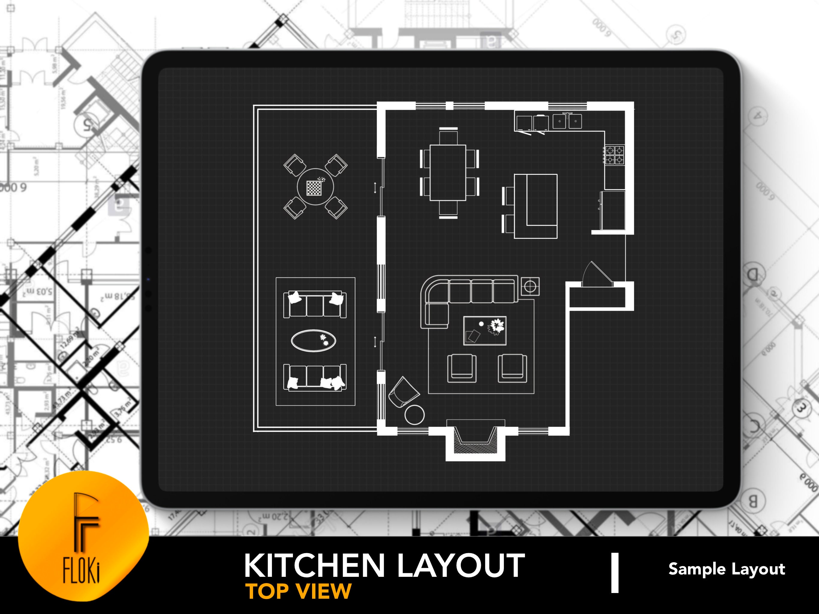 Architectural Kitchen Layout for Procreate | Kitchen Design 35 ...