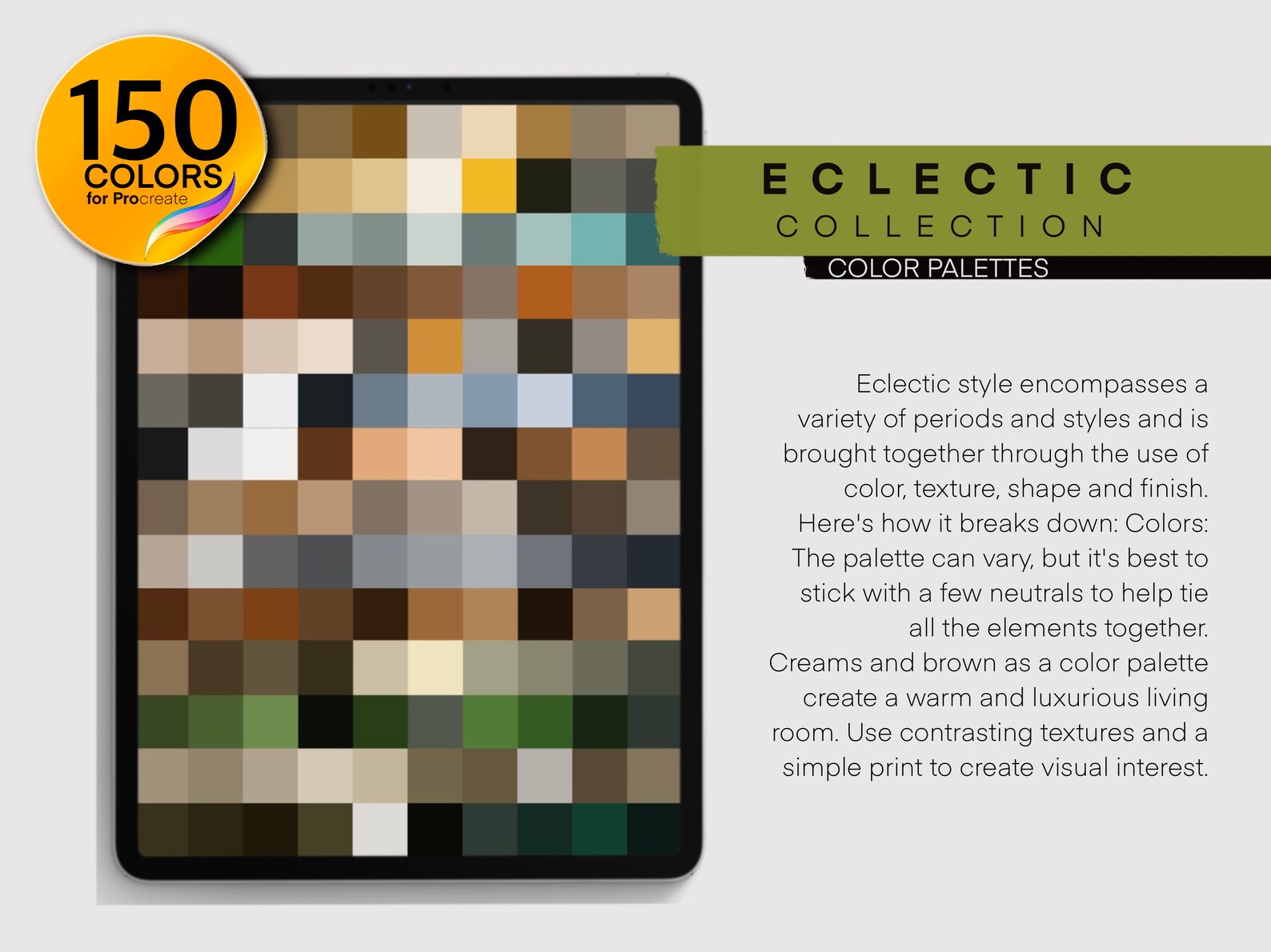 Eclectic Color Palettes for Procreate | 150 Colors for Interior Design ...
