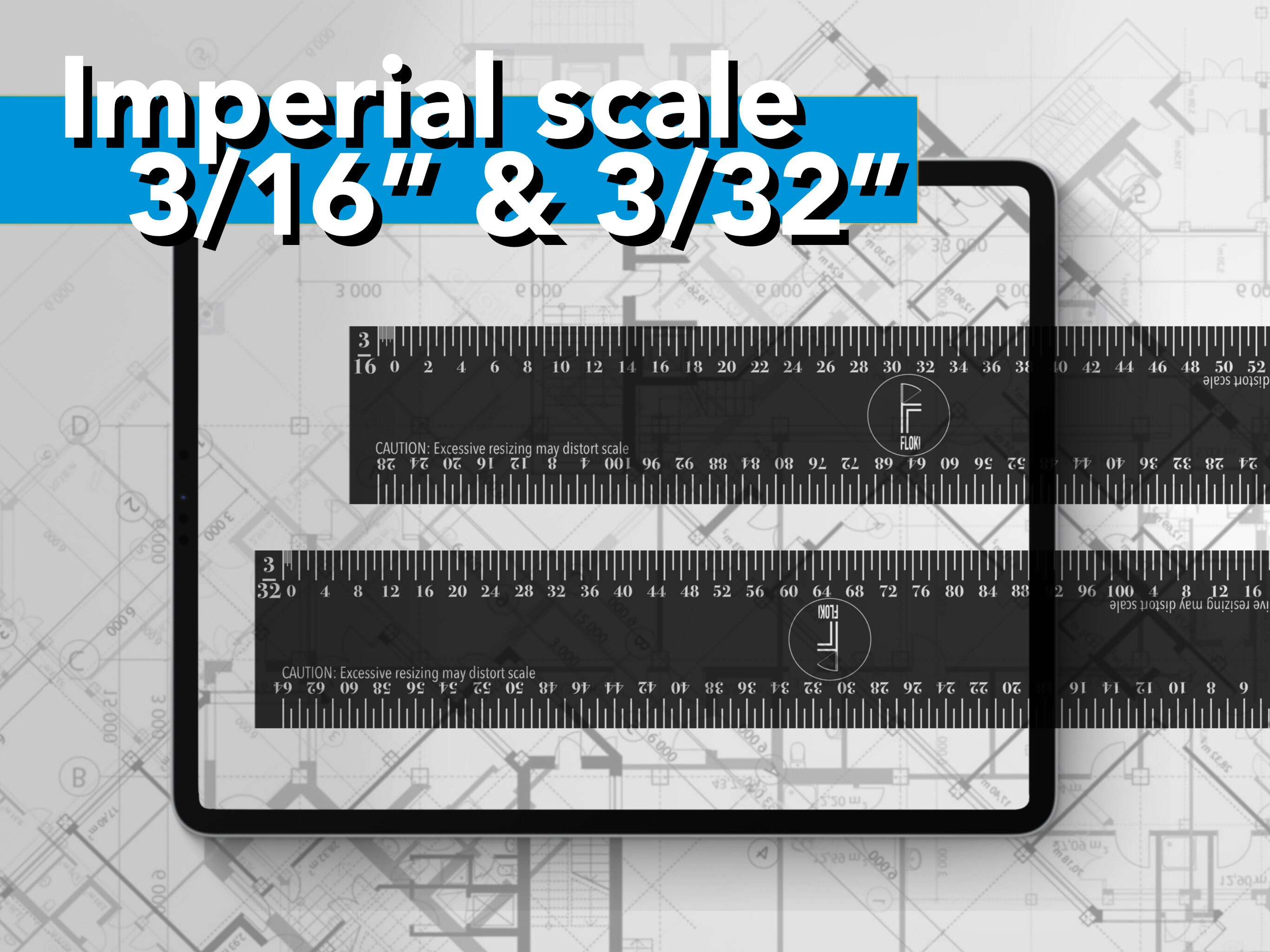 Procreate Architectural Rulers 2-in-1 Imperial/english Scale Ruler 3/16 ...