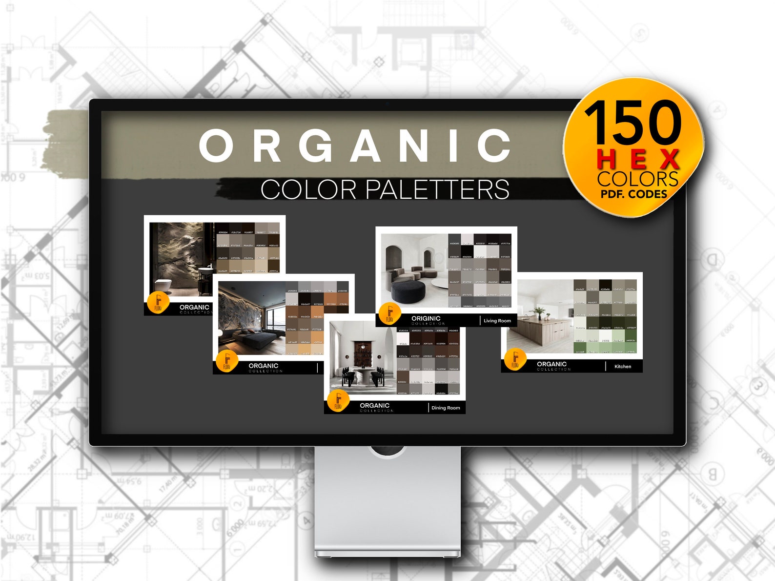 Color Palette HEX Codes 150 Colors - Organic Collection, HEX Codes for ...