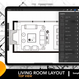 Architectural Living Room Layout for Procreate | Living Room Design 16 ...