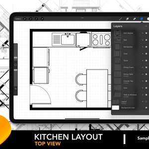Architectural Kitchen Layout for Procreate | Kitchen Design 17 ...