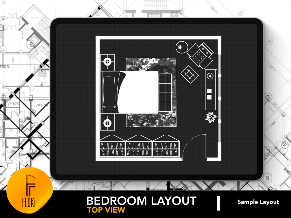 Architectural Bedroom Layout for Procreate | Bedroom Design 34 ...