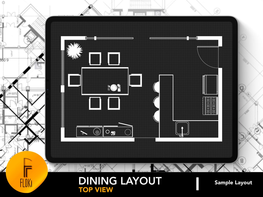 Architectural Dining Room Layout for Procreate | Dining Room Design 15 ...
