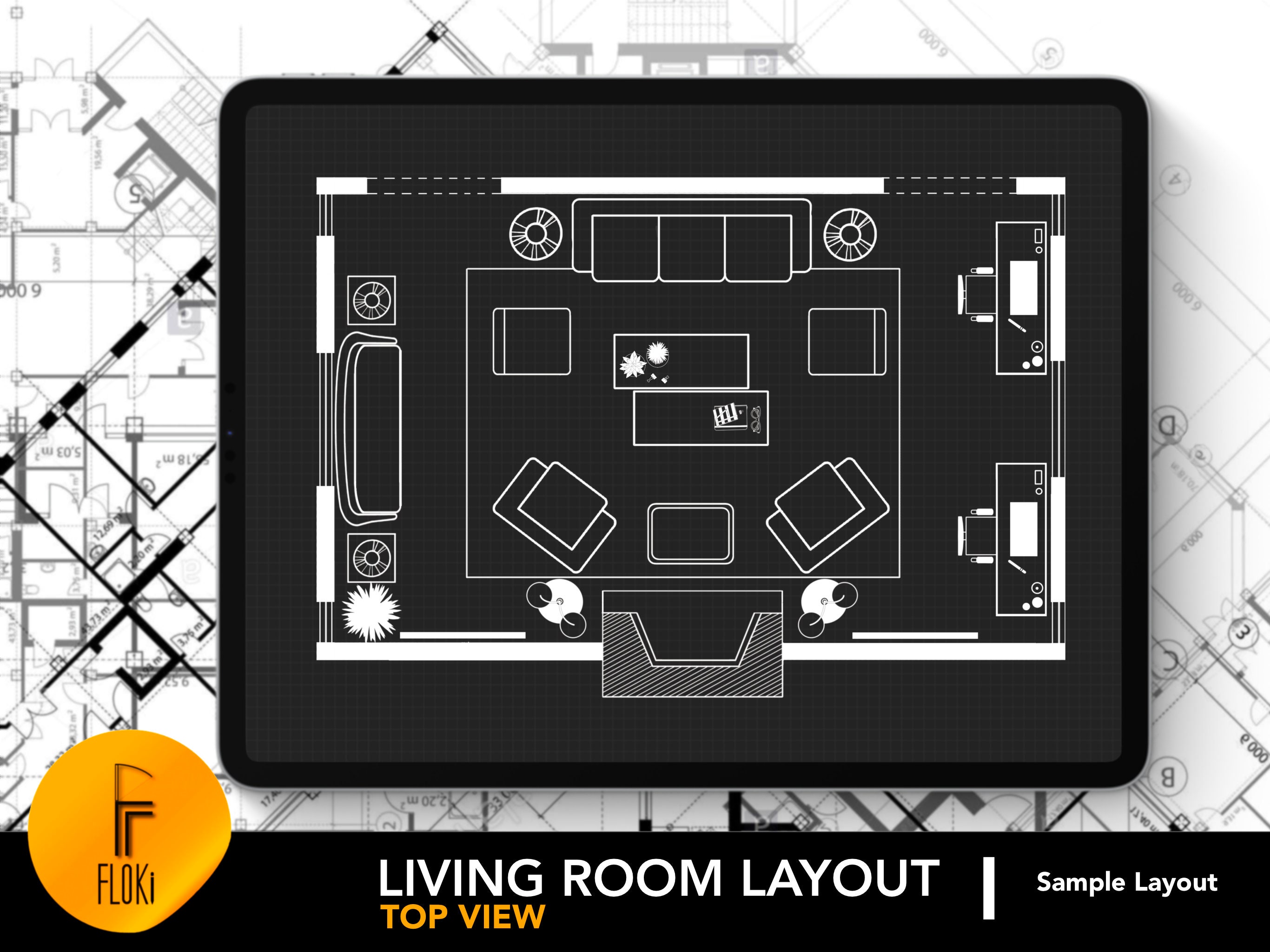 Architectural Living Room Layout for Procreate | Living Room Design 23 ...