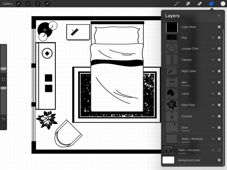 Architectural Bedroom Layout for Procreate Bedroom Design 7 Bedroom ...