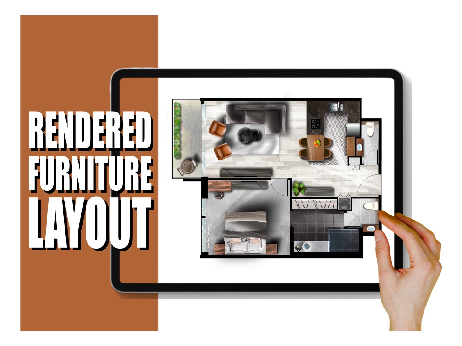 Custom-made Interior Design: Rendered Furniture Layout I | Etsy