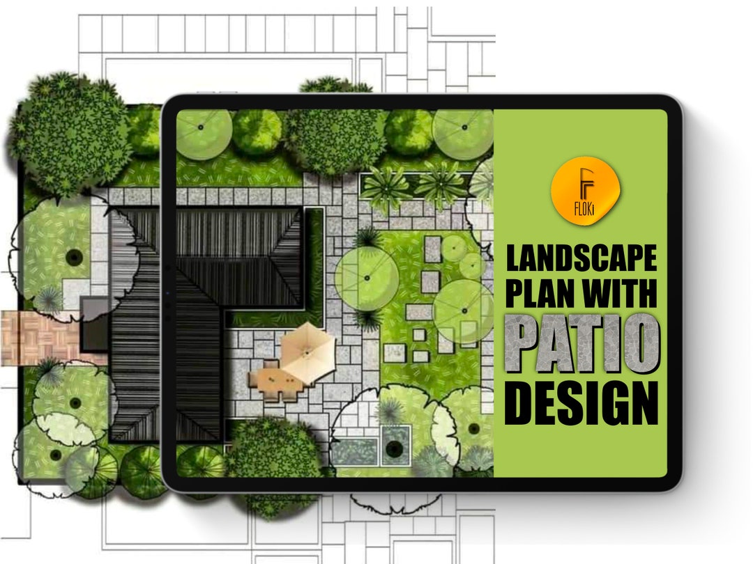 Custom-made Landscape Plan With Patio Design | Professionally-made 2D ...