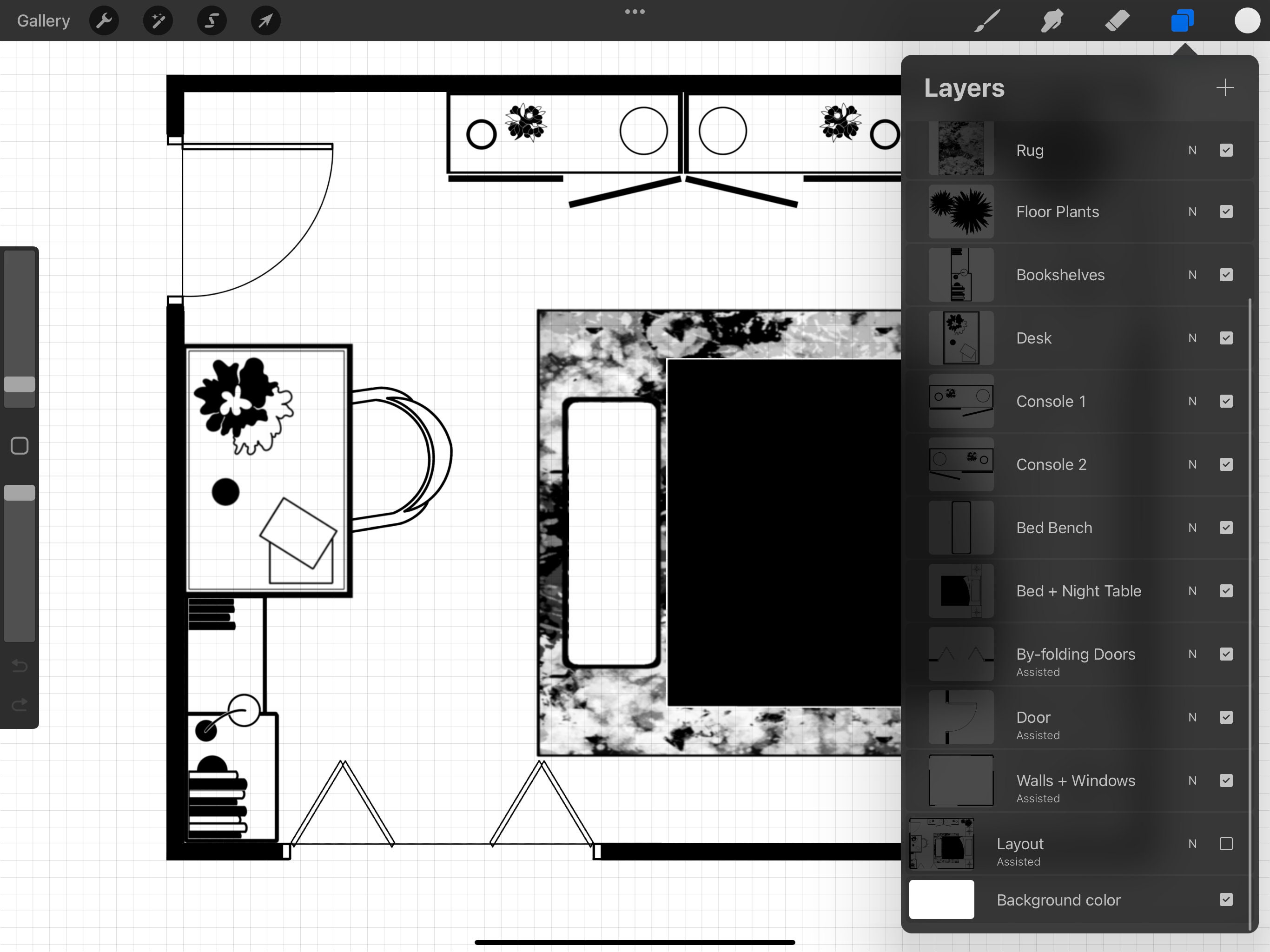 Architectural Bedroom Layout for Procreate | Bedroom Design 29 ...