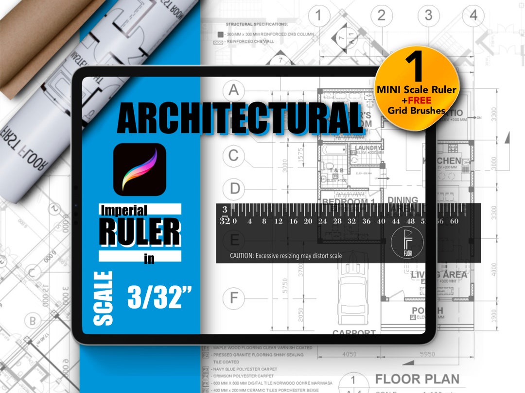 Procreate Architectural Rulers | Imperial/english Scale Ruler in 3/32 ...