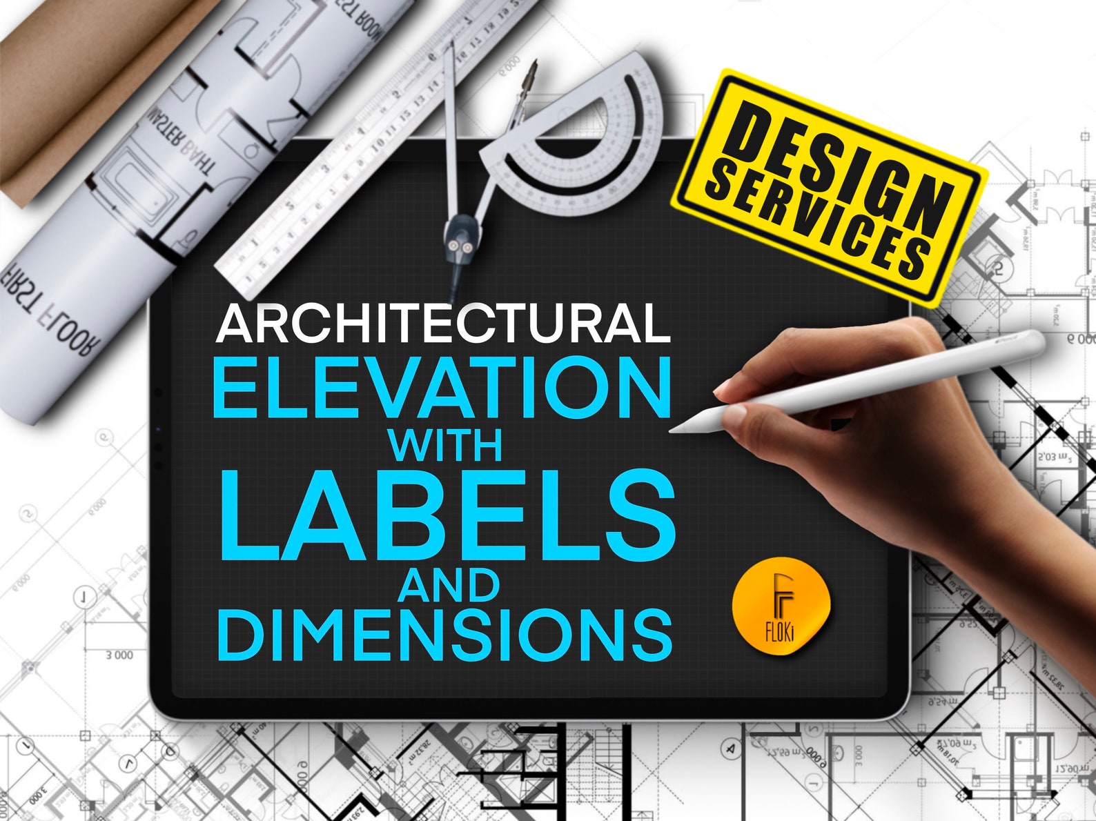 Custom-made Architectural Elevation With Labels & Dimension ...