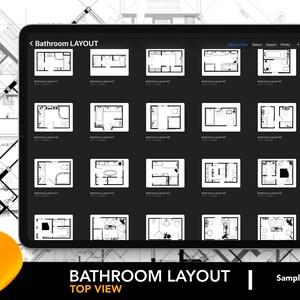 60 Architectural Bathroom Layouts for Procreate | Editable Bathroom ...