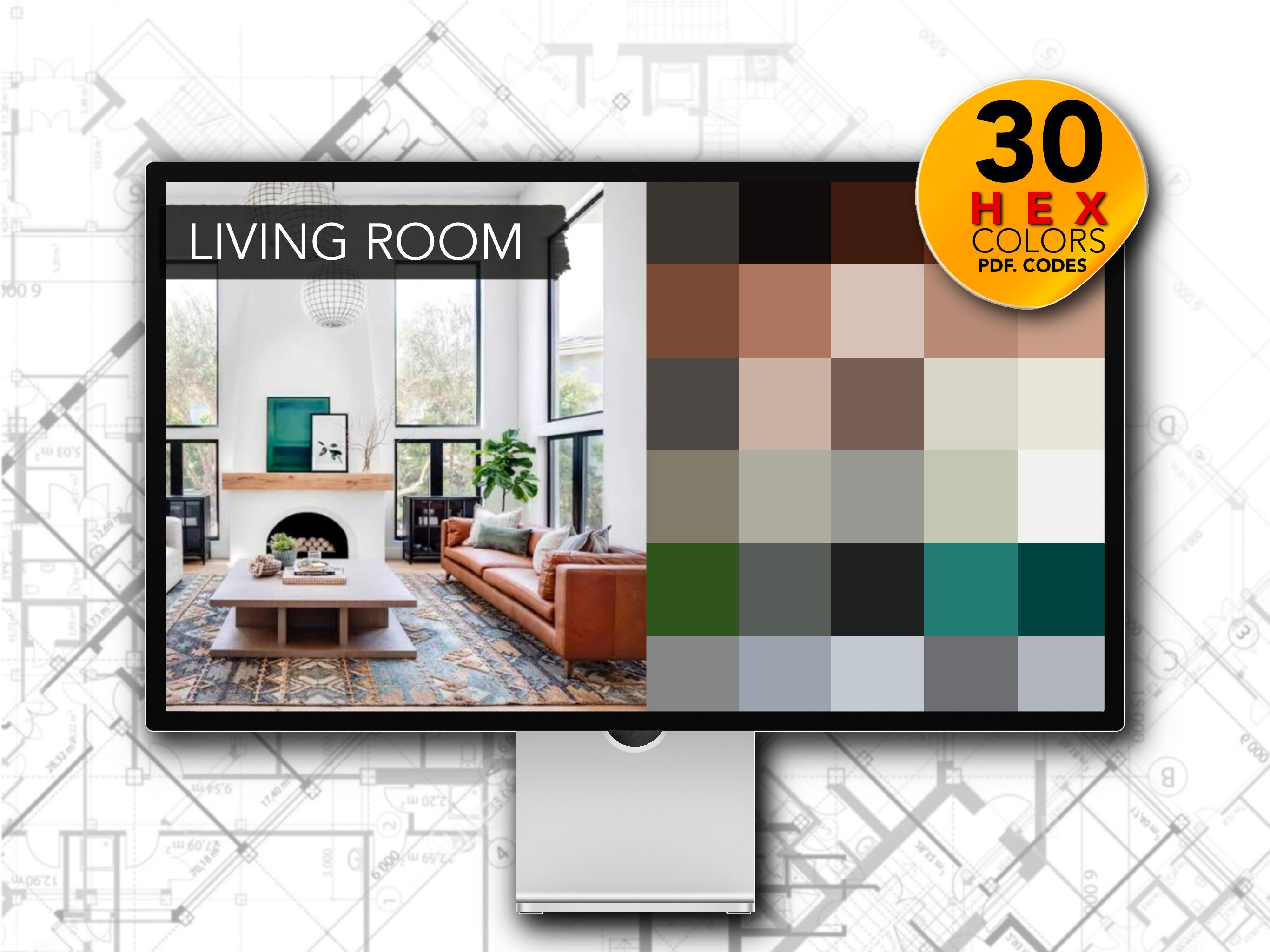 Color Palette HEX Codes 150 Colors - Mid-century Collection, HEX Codes ...