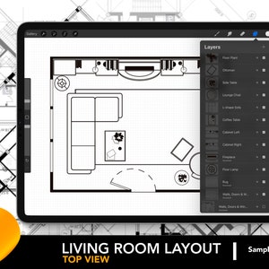 Architectural Living Room Layout for Procreate | Living Room Design 4 ...