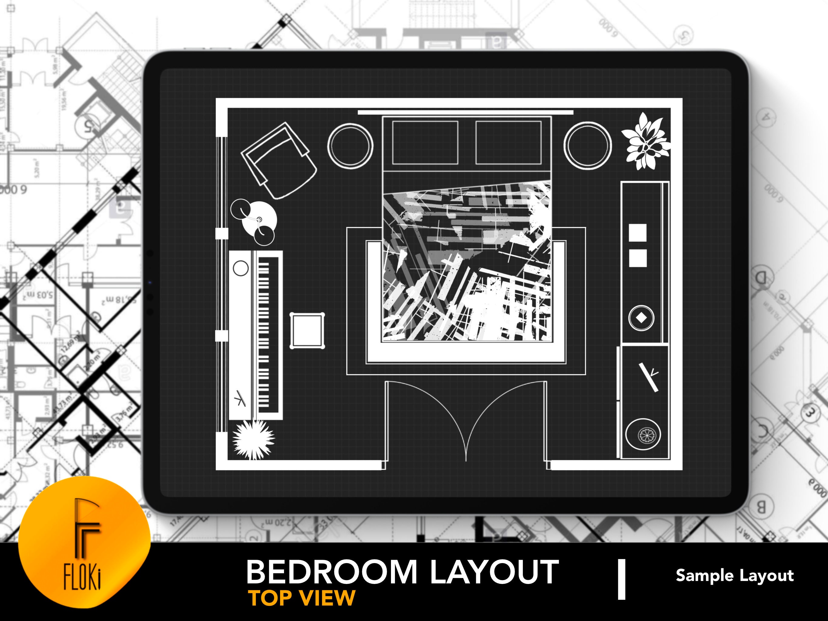 Architectural Bedroom Layout for Procreate | Bedroom Design 8 | Bedroom ...