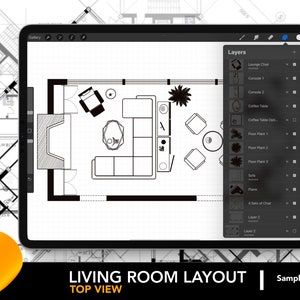 Architectural Living Room Layout for Procreate | Living Room Design 15 ...