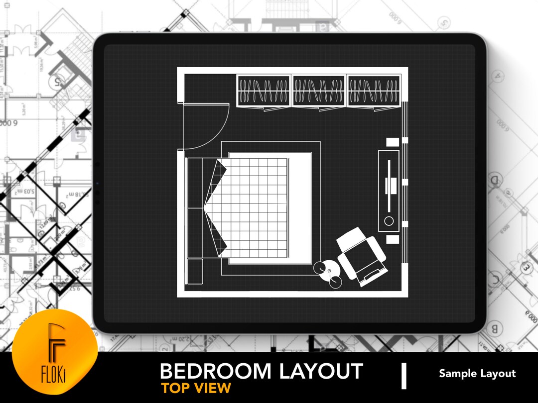 Architectural Bedroom Layout for Procreate | Bedroom Design 39 ...