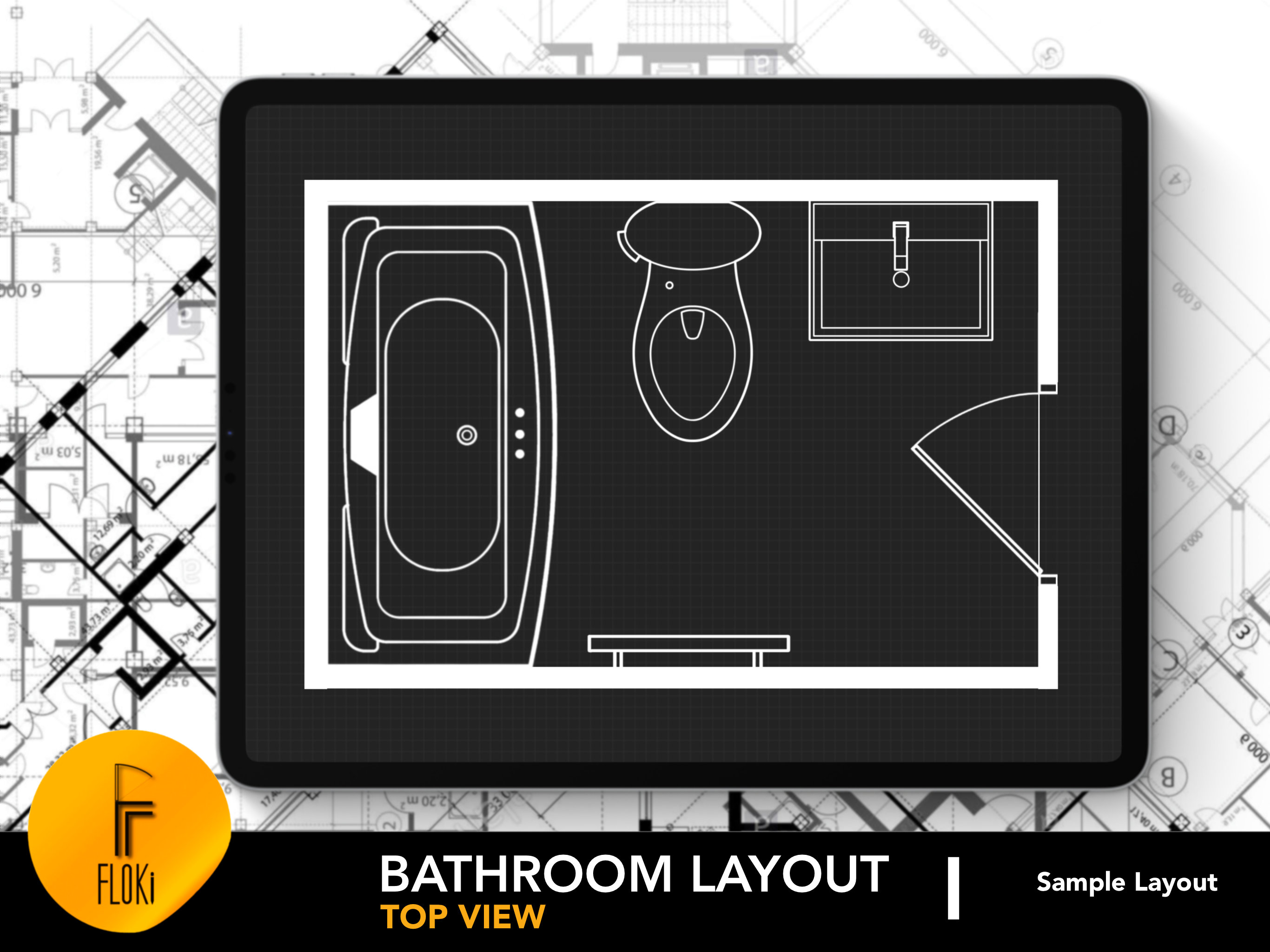 Architectural Bathroom Layout for Procreate | Bathroom Design 9 ...