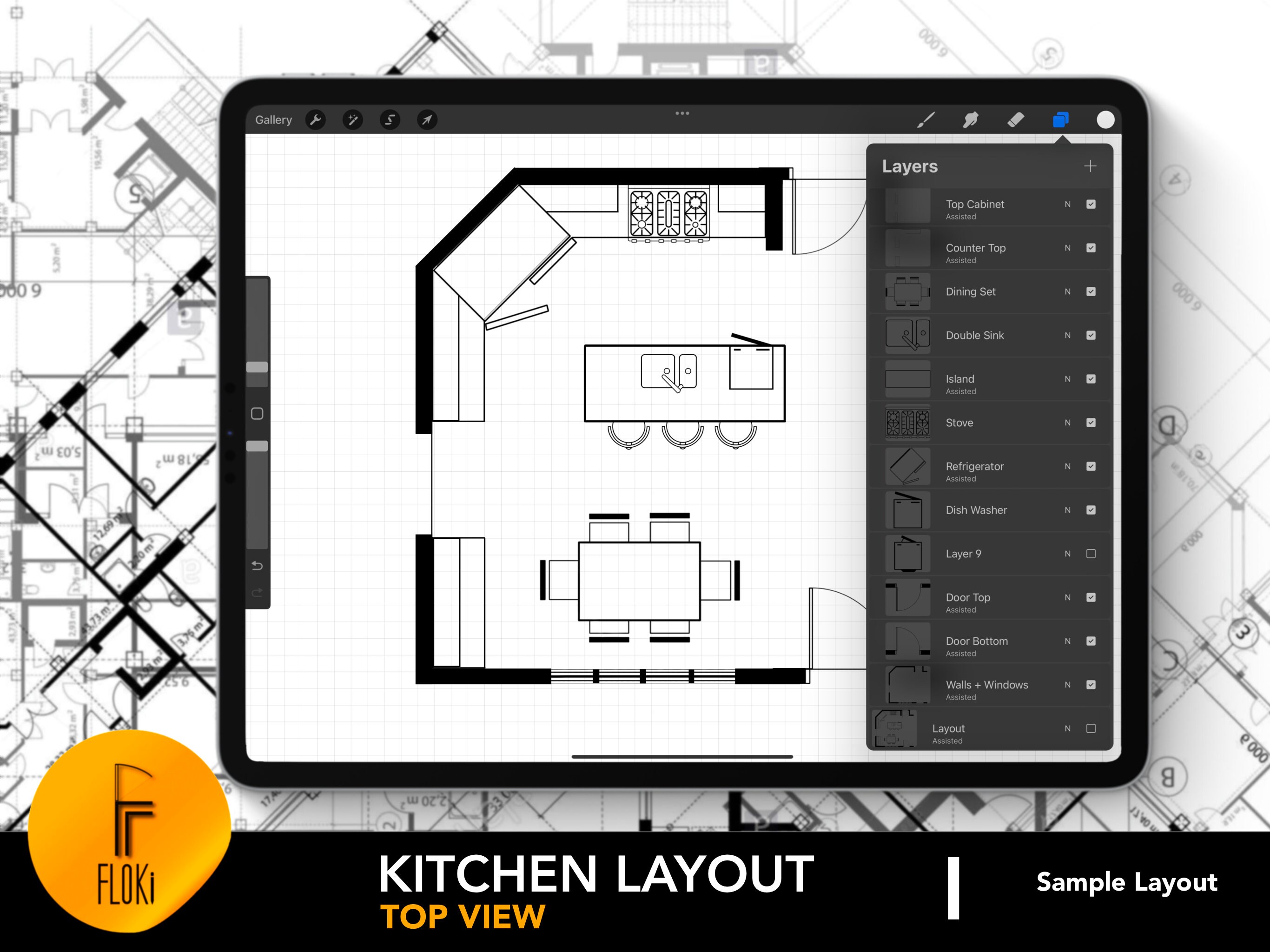 Architectural Kitchen Layout for Procreate Kitchen Design 31 Kitchen ...