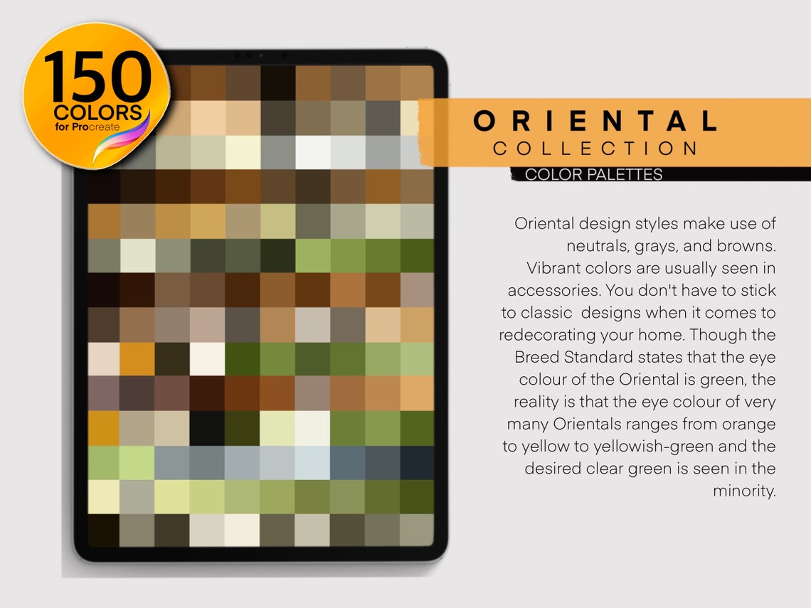 Oriental Color Palettes for Procreate 150 Colors for Interior Design ...