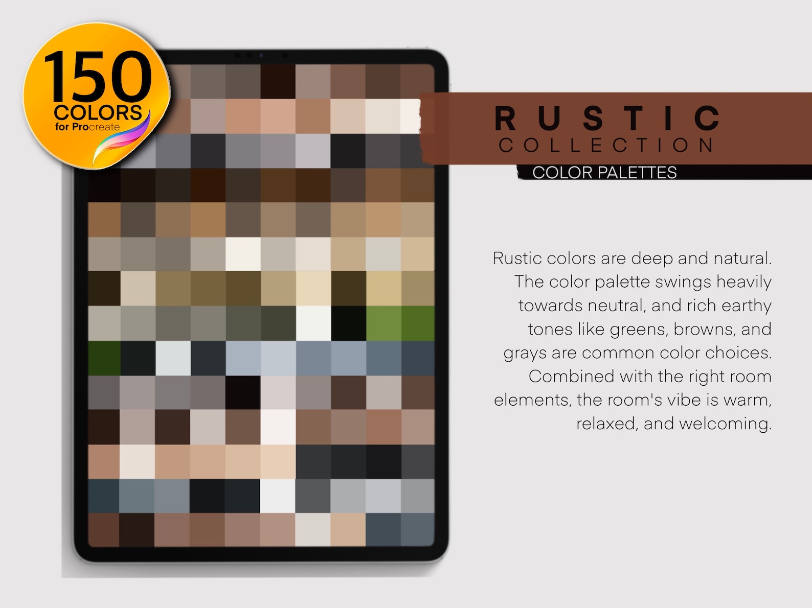 Rustic Color Palettes for Procreate | 150 Colors for Interior Design ...