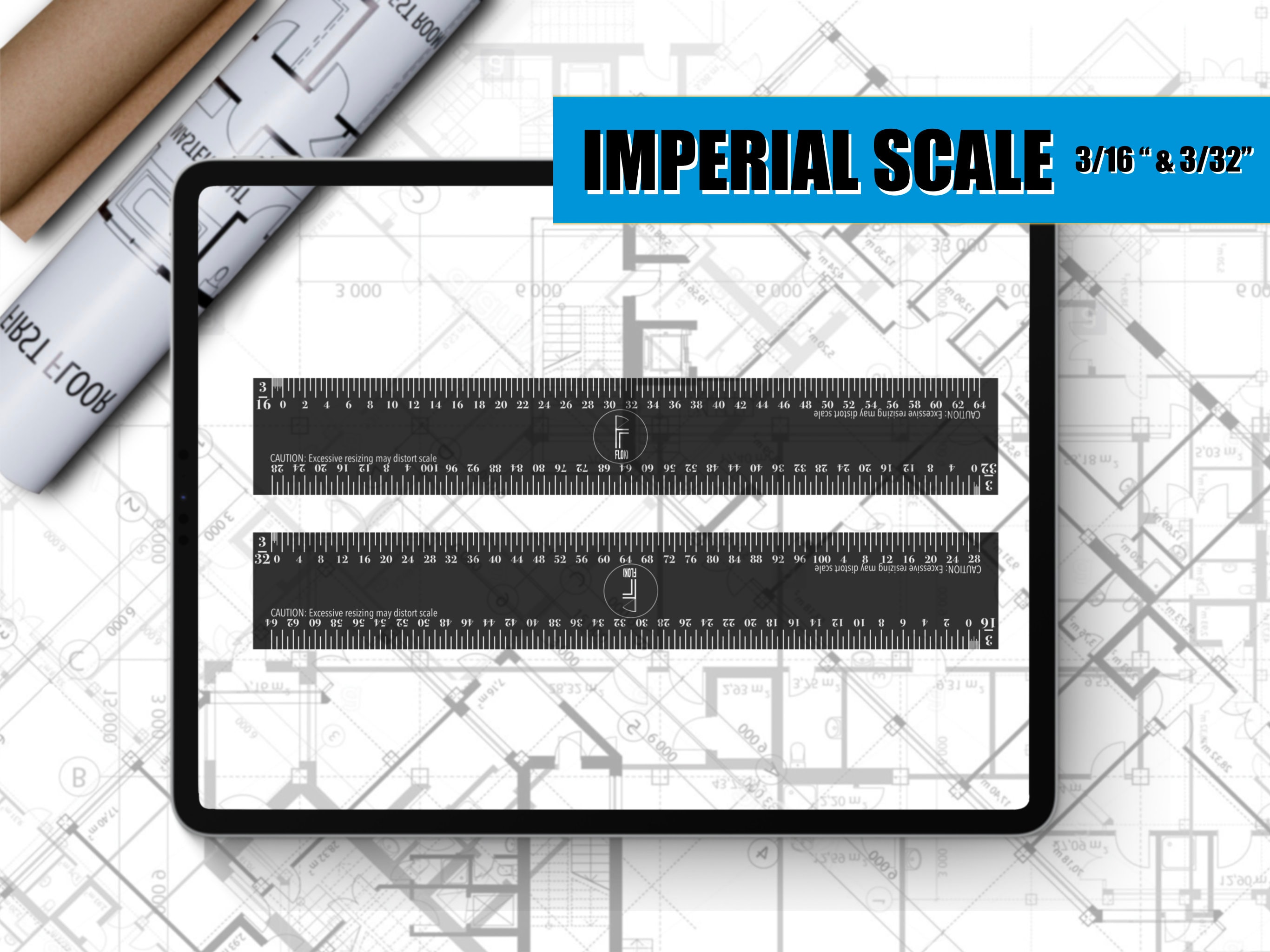 Procreate Architectural Rulers 2-in-1 Imperial/english Scale Ruler 3/16 ...